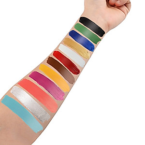 DELISOUL Professional Special Effects SFX Makeup Kit,12 Colors Face Body Paint Palette,Wound Modeling Scar Wax,Coagulated Fake Blood,10 Purple Brushes,Spatula Tool,Stipple Sponge for Halloween Costume