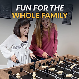 Hathaway Excalibur 54-in Foosball Table for Game Room - with Driftwood Melamine Finish, X-Pattern Base, Chrome Steel Rods, Adjustable Leg Levelers & Manual Scoring Units - Driftwood Finish