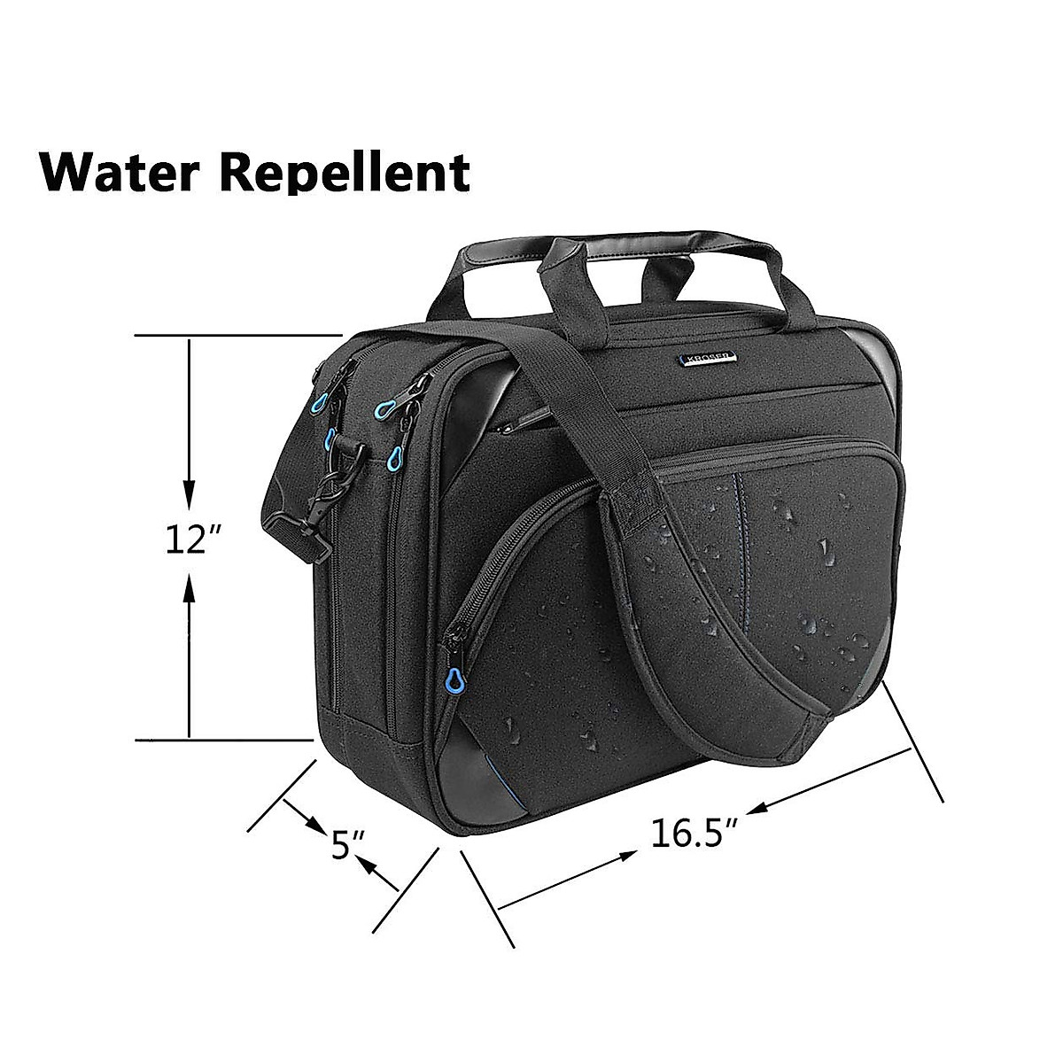 KROSER Laptop Bag 15.6 Inch Laptop Briefcase Laptop Messenger Bag Water Repellent Computer Case Laptop Shoulder Bag Durable Tablet Sleeve with RFID Pockets for Business/College/Women/Men-Black/Blue