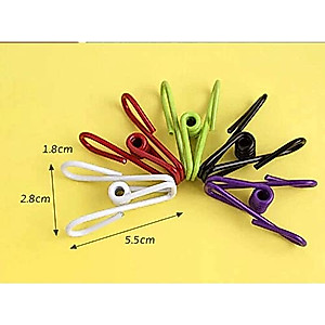 XLYBSST Clothesline Clips, Clips for Clothes Bag Paper Document use Colorful Plastic-Coated Metal Clip, Chip Pack of 70