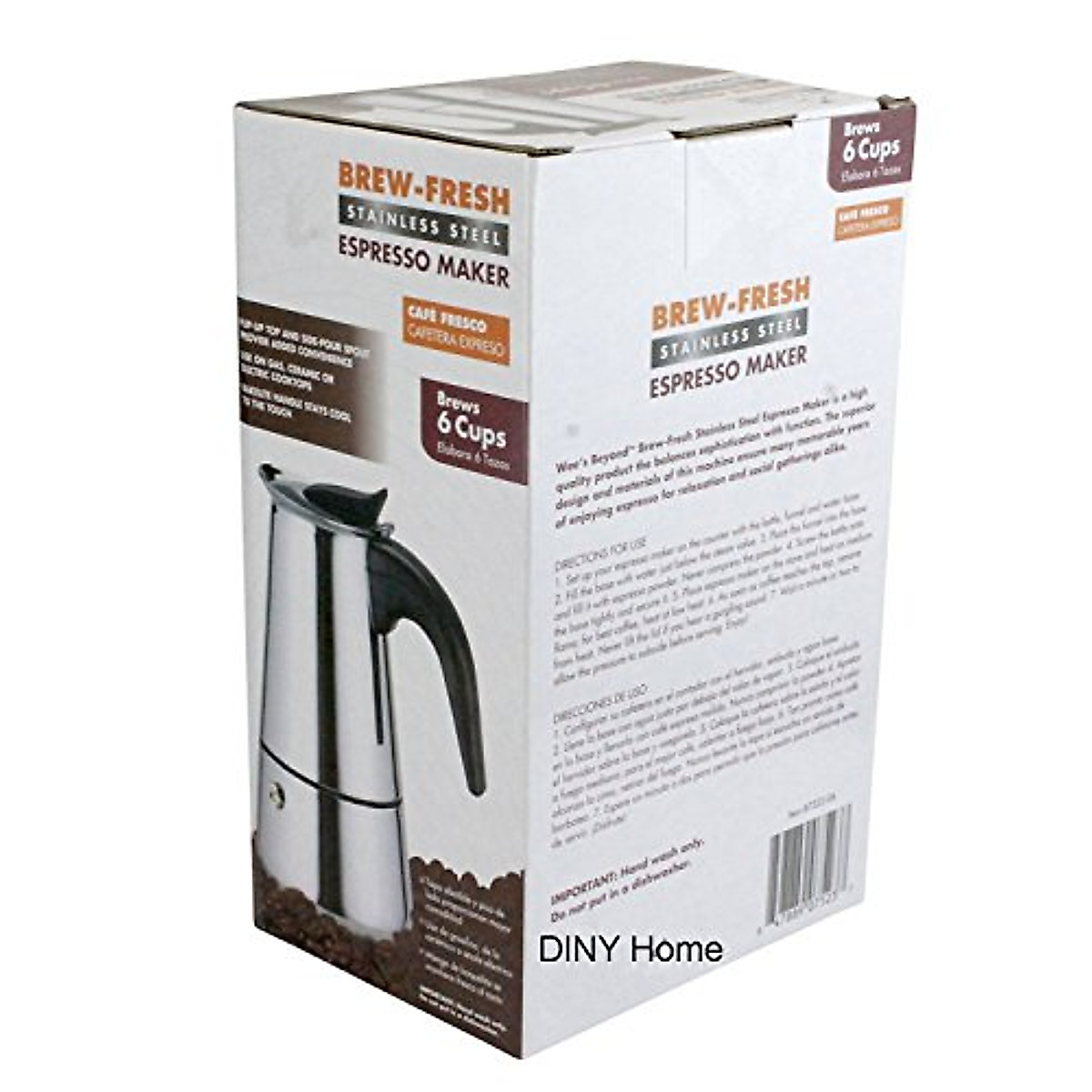 6 Cup Brew-fresh Stainless Steel Italian Style Expresso Coffee Maker for Use on Gas Electric and Ceramic Cooktops(an Expresso Cup Is Apx 2.50 Ounces, or 70ml)