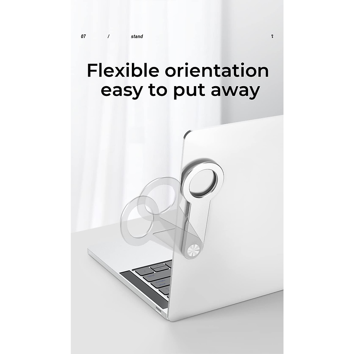 Strong Grip Laptop Phone Holder, Slim Laptop Phone Mount, Portable Phone Mount for Laptop, Computer Monitor Expansion Bracket, Strong Magnetic Phone Mount for All Phones, Silver