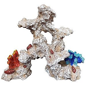 majoywoo Coral Reef for Aquarium Decor, Artificial Resin Fish Tank Decor, Goldfish Betta Fish Hideout, White