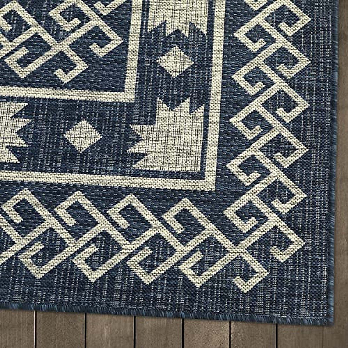 Antep Rugs Patio 8x10 Outdoor/Indoor Southwest Aztec Native Area Rug (Blue, 7'10" x 10')
