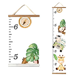 Baby Kids Canvas Hanging Growth Chart Height Ruler Portable 12"x60" Measures from 1'5" to 6'3" Nursery Wall Decor Shower Gift