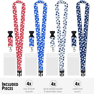 Cruise Lanyard Must Have Accessories for Ship Cards [4 Pack] Cruise Lanyards with ID Holder, Key Card Detachable Badge & Waterproof Ship Card Holders