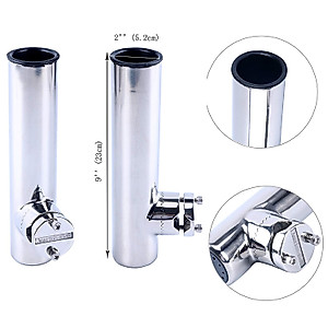 Amarine Made 4Pcs Lower Clamp Fishing Pole Rod Holder for Boat, Stainless Clamp on Fishing Rod Holder for Rails 7/8" to 1"