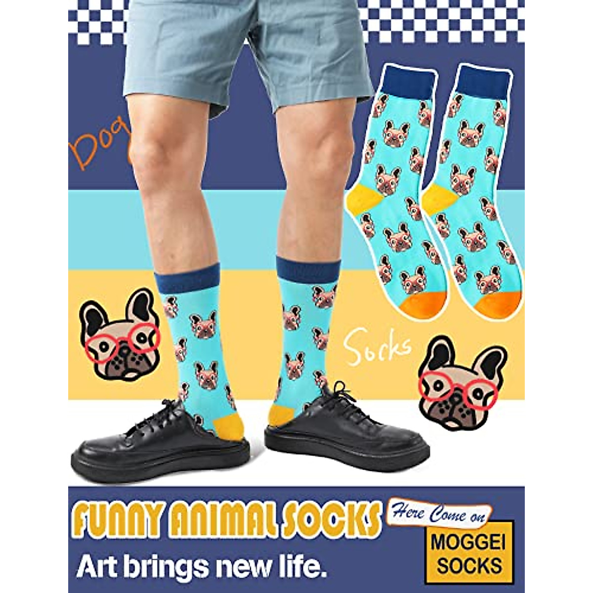 Funny Socks for Women Men Fun Cozy Crazy Cute Novelty Fashion Gift Breathable Cotton Boot Socks Stocking Stuffers（Cute - Animal Style A（12 Pairs）,L)