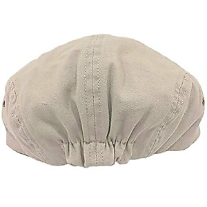 Mens Khaki Tan Washed Canvas Ivy Ascot Cabbie Cap