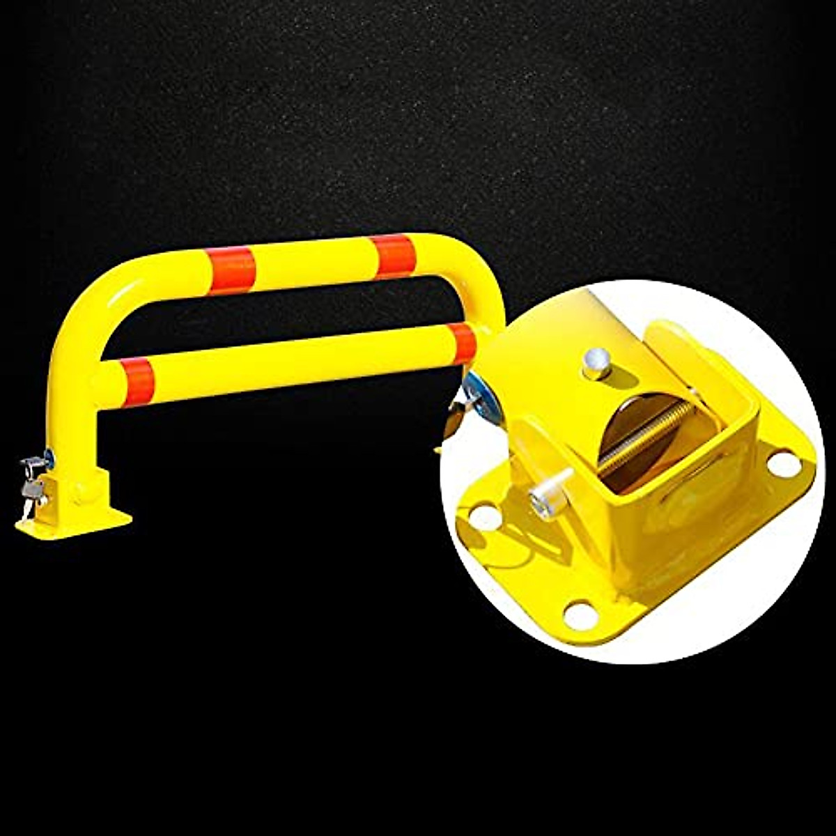 CAIMIAO Double-Rod Double-Lock Parking Space Lock,Heavy Duty Fold Down Metal Parking Obstacle Detachable,Folding Anti-Theft Lock Parking Post for Security Driveway Parking