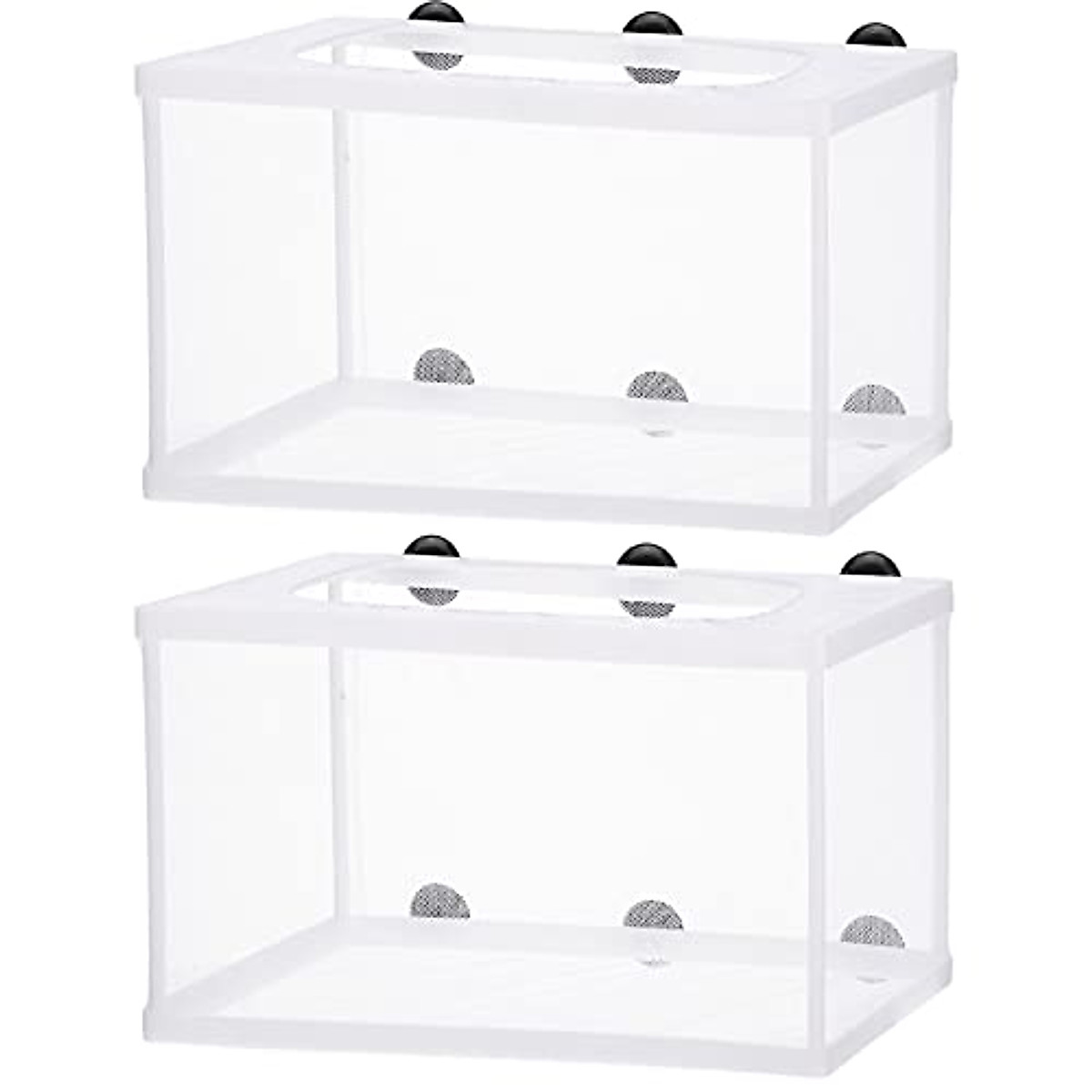 2 Pieces Fish Tank Breeder Net Big Breeding Fish Netting Fish Hatchery Breeder Box Separation Net Plastic Frame Breeder Box Fry Hatchery Incubator Mesh Fish Breeding Box with Suction Cup for Aquarium