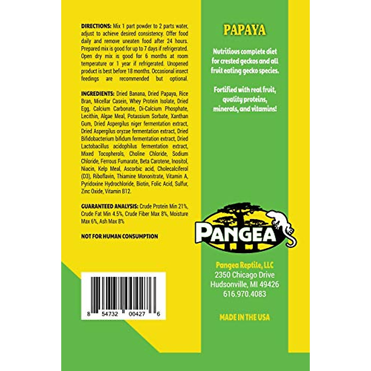 Pangea Papaya Fruit Mix Complete Crested Gecko Food, 2 Oz.
