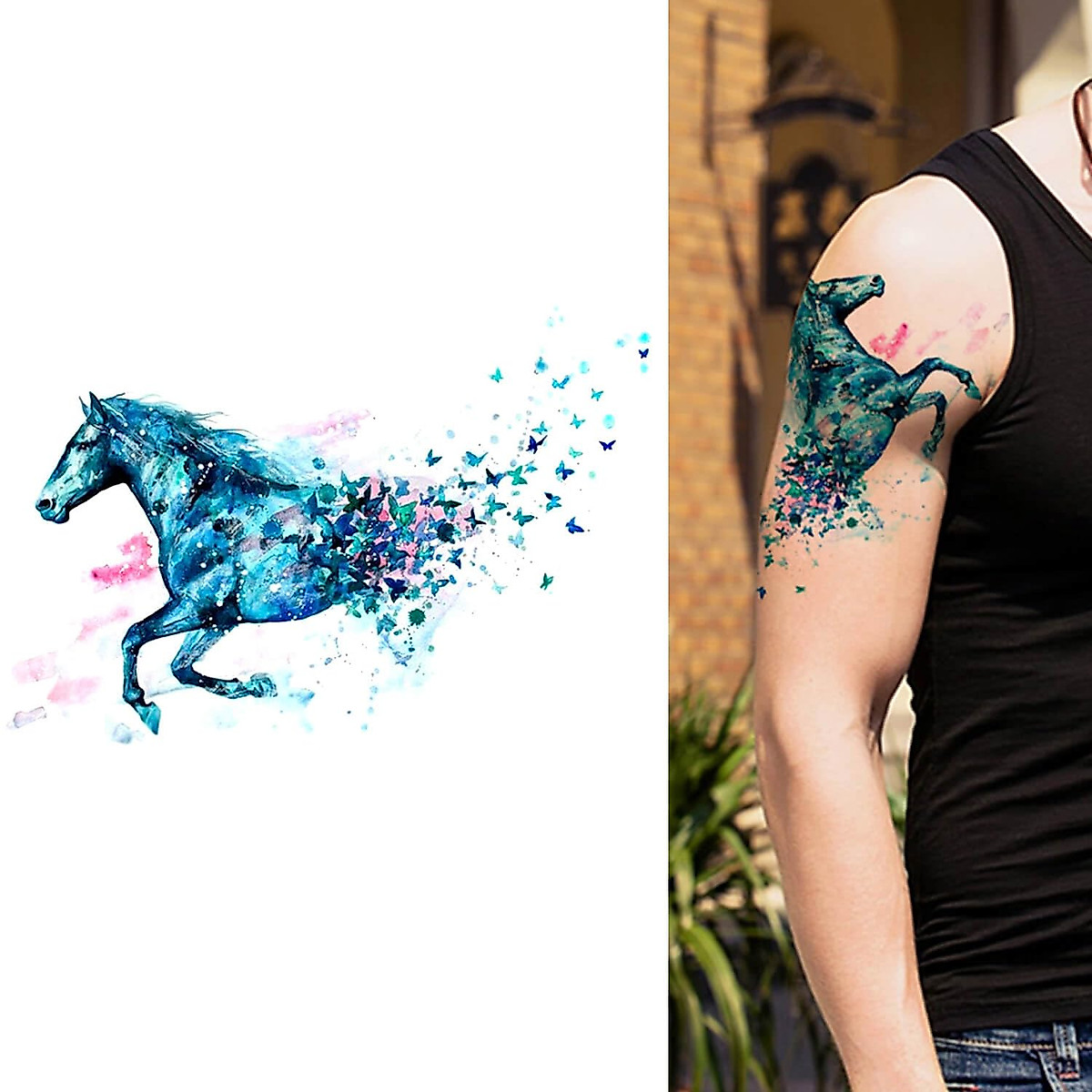 Glaryyears Watercolor Animal Temporary Tattoos for Women Adults, 5 Pack Large Big Fake Creative Tattoo Stickers, Perfectly on Body, Rock Art, Tumblers, Smooth Surfaces