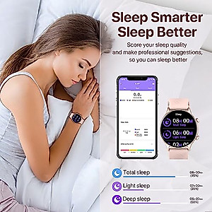 Smart Watch, Blood Pressure Watches for Women, Fitness Tracker with Heart Rate Monitor Blood Oxygen Tracking, Smartwatch Watch for Women iPhone Android Reloj Inteligente para Mujer, 1.4'' Round Pink