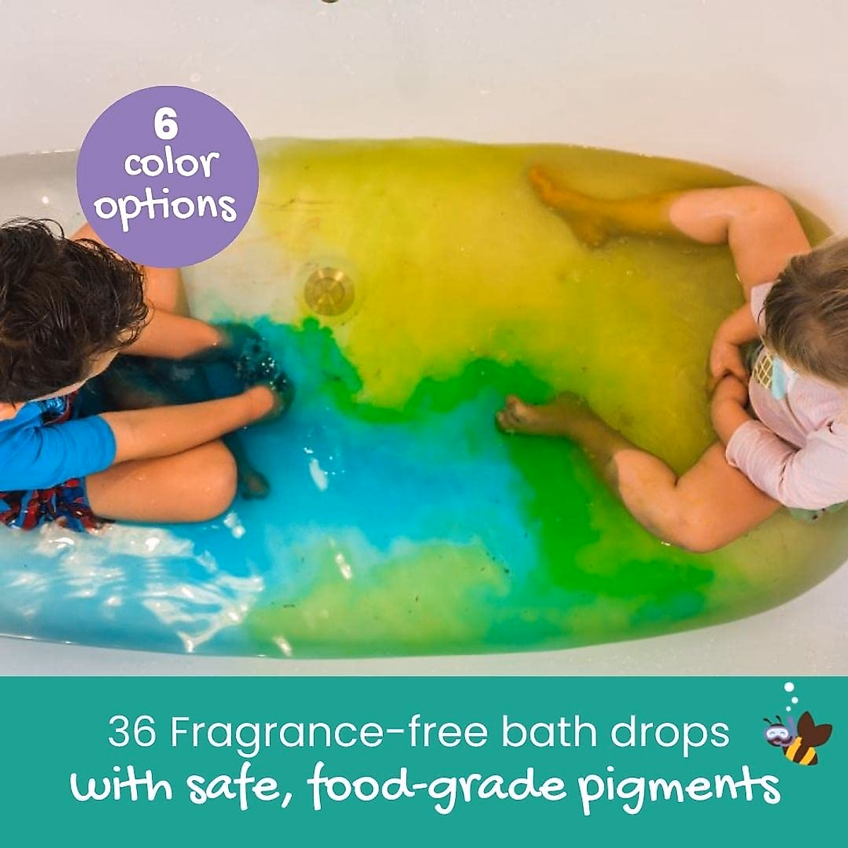 Honeysticks Ultimate Bath Fun Set - Non Toxic Bath Crayons (7 Pack) and Bath Color Tablets (36 Drops) for Hours of Creative Bathtub Fun - Natural and Food Grade Ingredients - Great Gift Set for Kids