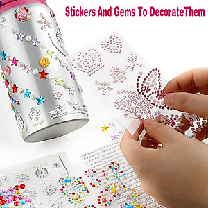 Easter Gifts for Girls, Decorate Your Own Water Bottle Kits for Girls, Birthday Gifts Age 5 6 7 8 Year Old, Arts and Crafts for Toys Kids Ages 6-8 Water Bottles Gift Ideas for School, Pink