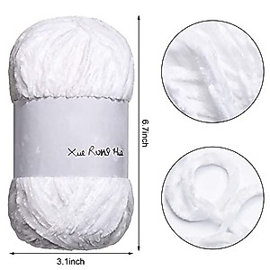 3 Rolls Velvet Yarn White Baby Velvet Yarn Craft Yarn for Knitting Yarn for Crochet Blanket Rug Clothes Knitting Project, 180 Meter and 100 Gram for Each (White)