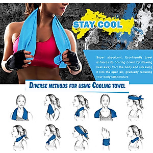 Hystrada 8 Pack Cooling Towels 40" x 12"-Cooling Scarf, Cold snap Cooling Towel for Instant Cooling Relief for All Physical Activities: Golf, Fitness, Camping, Hiking, Yoga, Pilates