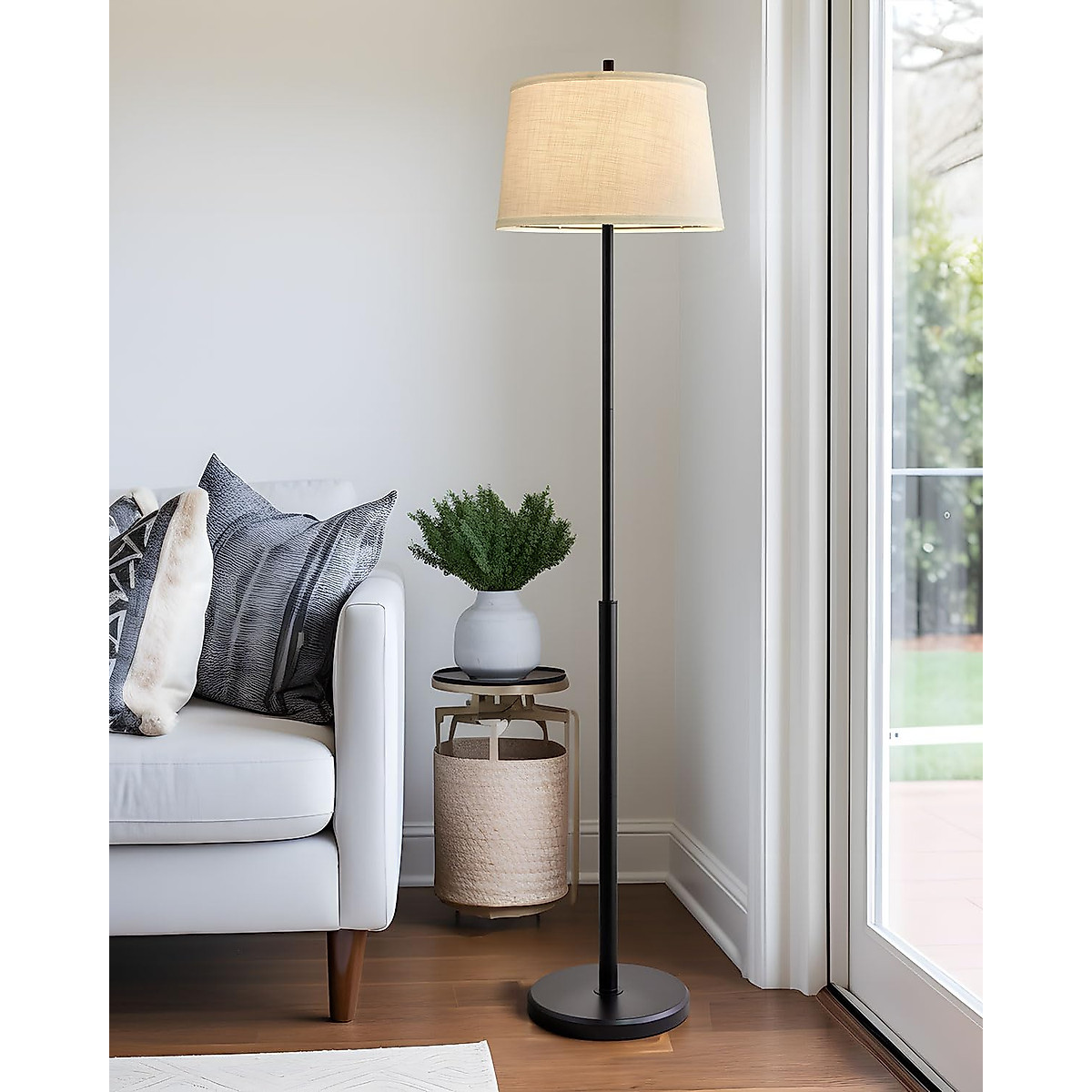 Oneach 61.75" Arch Floor Lamp for Living Room LED Tall Standing Light Black