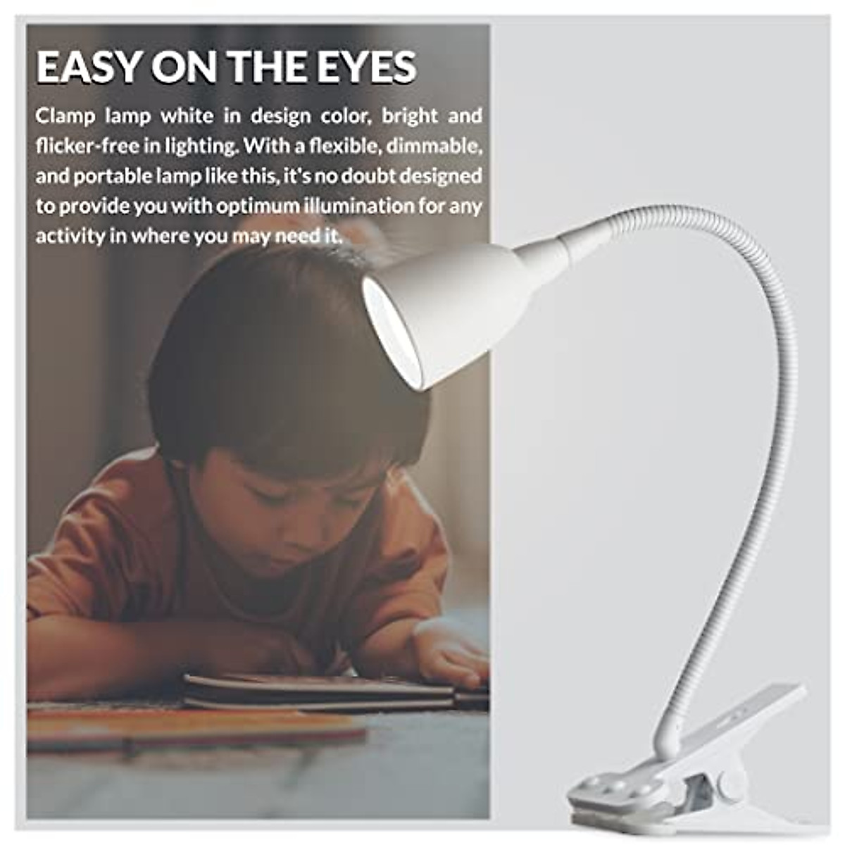Newhouse Lighting NHCLP-OL-WH Olivia LED Clamp Light Desk Lamp with Flexible Gooseneck, 3 Brightness Levels & 3 Color Modes, White