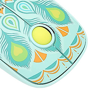 Wireless Gaming Mouse, 2.4GHz 3 Smart Power Saving Modes Mouse,Portable Peacock Pattern Ergonomic 1500DPI Wireless Mouse