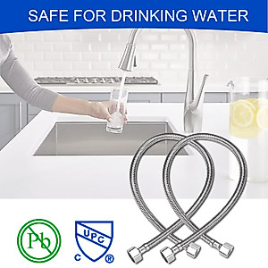 Universal Flexible Faucet Hose Connector, 12-Inch x 3/8" Comp x 1/2" FIP, Premium Braided Stainless Steel Faucet Water Supply Line for Kitchen Bathroom Sink Faucet (2-Pack)