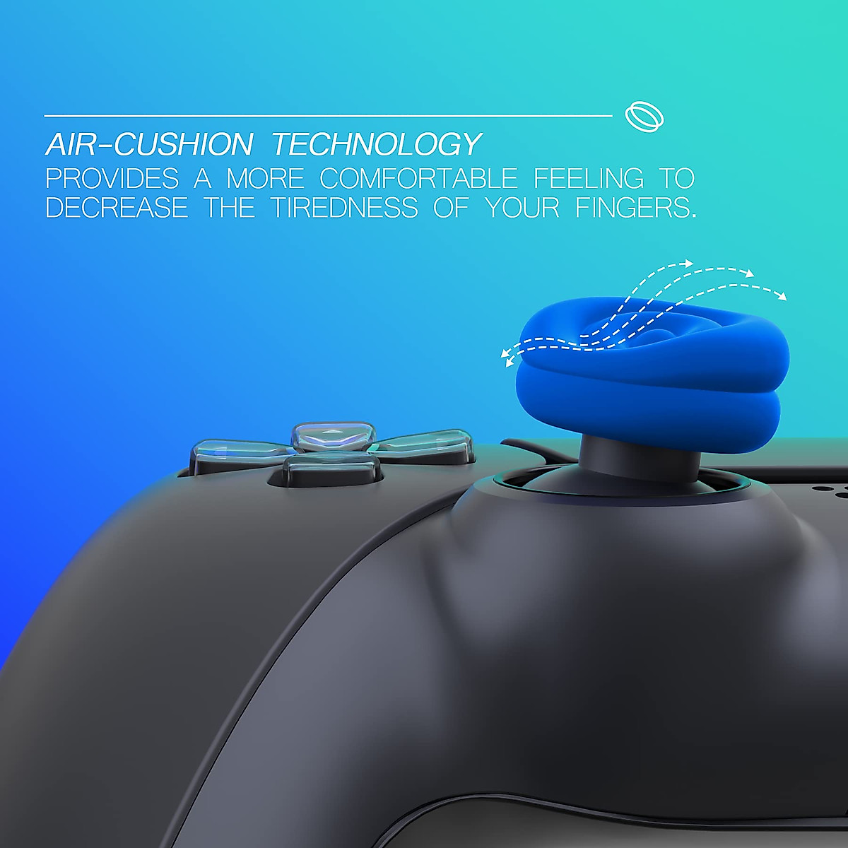 PlayVital Thumbs Cushion Caps Thumb Grips for ps5, for ps4, Thumbstick Grip Cover for Xbox Series X/S, Thumb Grip Caps for Xbox One, Elite Series 2, for Switch Pro Controller - Blue