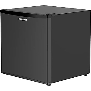 Honeywell Mini Compact Freezer Countertop, 1.1 Cubic Feet, Single Door Upright Freezer with Reversible Door, Removable Shelves, for Home, Dorms, Apartment, Office- Black