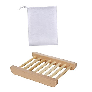 Zerodeko 1 Set Soap Organizer Soap Draining Holder Soap Ravk Bathroom Accessories Bathroom Wooden Soap Holder Bathroom Wooden Soap Case Foaming Net Bamboo Soap Dish Handmade Soap