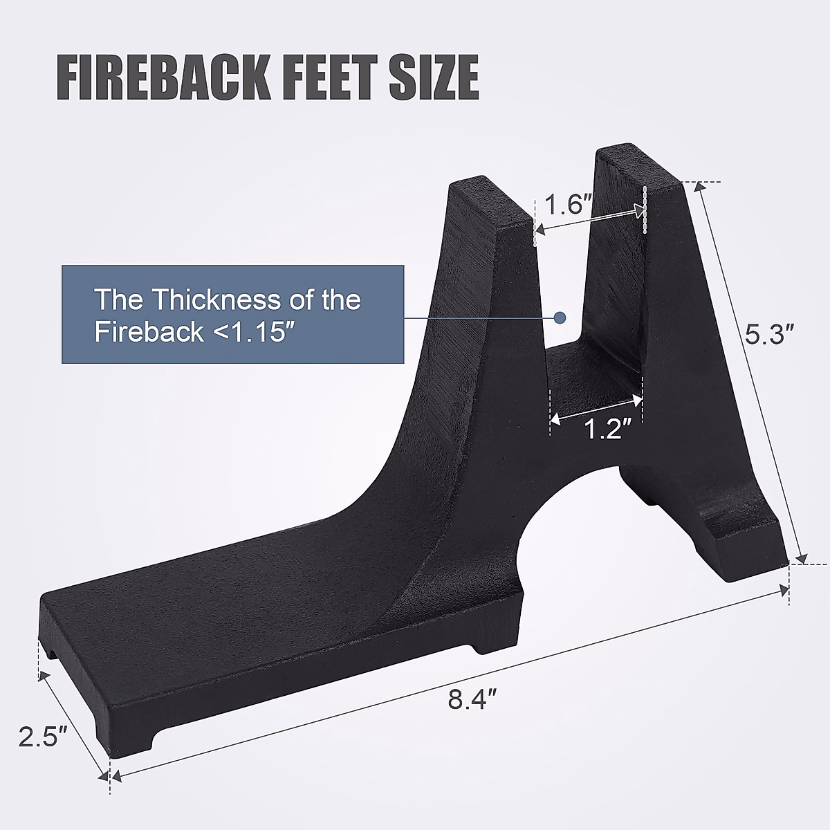INNO STAGE Cast Iron Fireback Feet - Durable Fireplace Fireback Support for All Firebacks | Heavy-Duty Cast Iron Fireplace Feet, 1 Pair