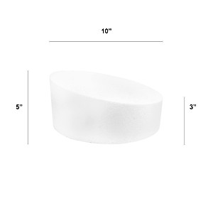 O'Creme Polystyrene Dummy Cake Decorating Display for Baked Goods Bakery Supplies Round Wacky, Whimsical, Topsy Turvy Shape - White (5" sloped to 3" High x 10”)