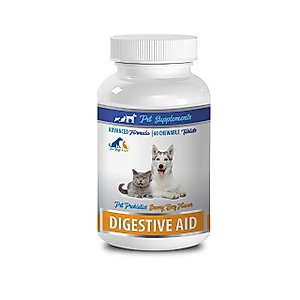 probiotic cat Diarrhea - PET Digestive AID - for Dogs and Cats - PET PROBIOTIC - Chews - Digestive enzymes for Cats Tablets - 1 Bottle (60 Treats)