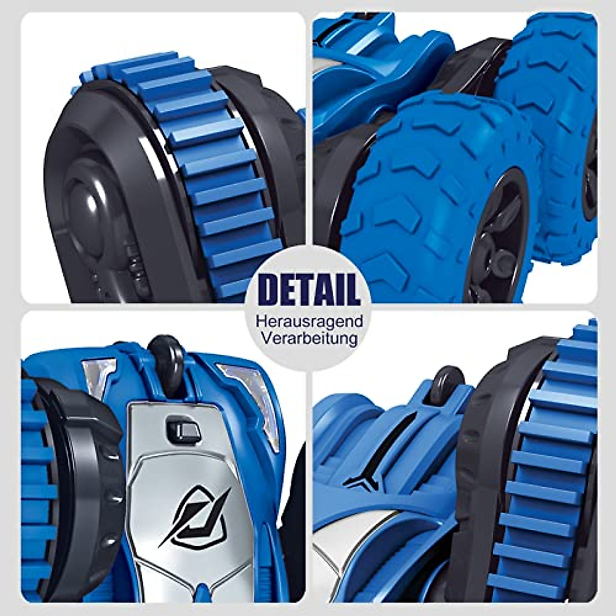 Toys for 5-12 Year Old Boys, 2 in-1 Rc Stunt Car for Kids and 2.4Ghz 4WD 360° Rotating with Headlights, Cool Remote Control Car Present Christmas Birthday Gifts for Kids Aged 4+