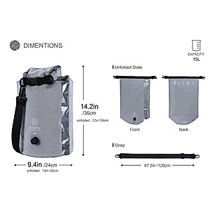 Noitullop Washbag Portable Washing Machine - 15L Fully Waterproof Dry Bag - Lightweight Compact Nylon Washing Machine - Portable Manual Clothes Washer Laundry Bag (Gray)