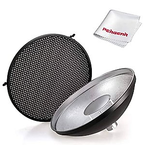Godox AD-S3 Beauty Dish Reflector with Honeycomb Cover for Godox AD200PRO AD200 Pocket Flash Godox AD180 AD360 AD360II Flash Speedlite - Including Cleaning Kit