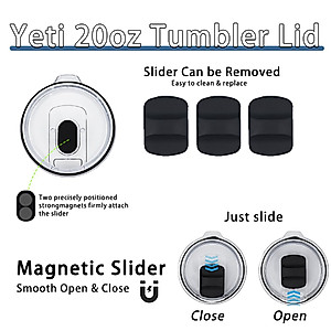 4 Pack 20 oz Replacement Lid for Yeti Lids with 4 Magnetic Slider Replacement,zxbaers yeti replacement lids, Tumbler Lid Compatible for 20 oz Yeti Rambler, Ozark Trail, Old Style Rtic