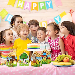 Pajean 24 Set Farm Birthday Party Supplies Farm Animal Popcorn Boxes Farmhouse Birthday Snack Treat Goodie Boxes for Baby Shower Farm Birthday Party