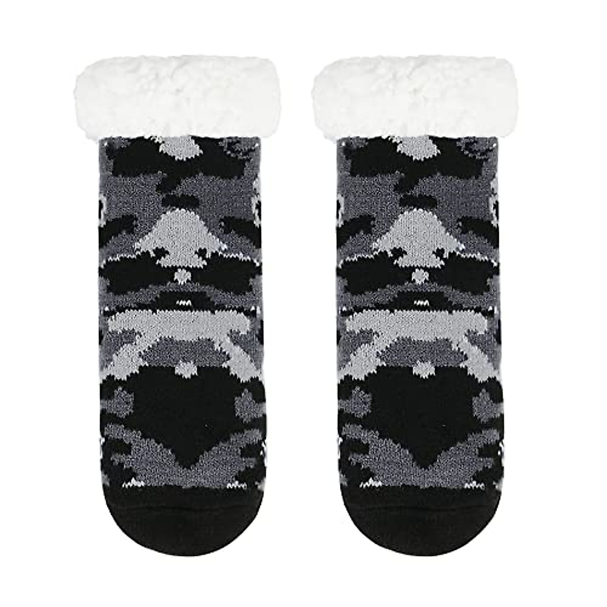 American Trends Kids Slipper Socks Girls Boys Fuzzy Winter Sock Fleece Christmas Socks Non Slip Warm Cozy Sock Camouflage 8-12 Years