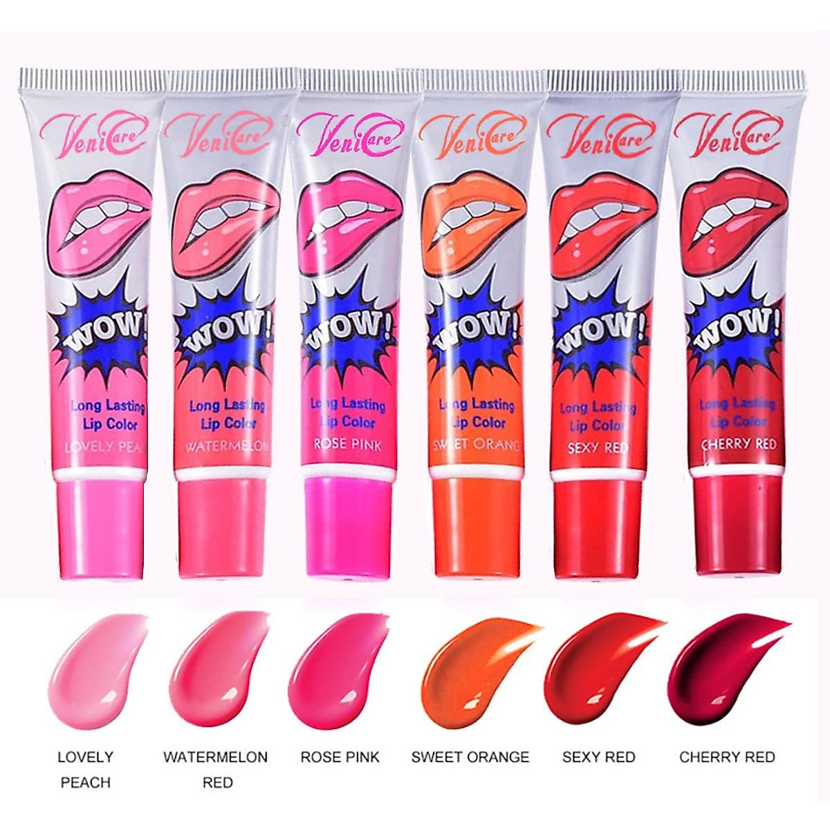 VeniCare 6 Colors Tattoo Magic Color Peel Off Mask Tint Long Lasting Waterproof Lip Gloss