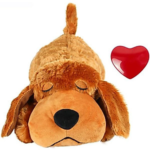KITA Heartbeat Plush Dog Toy, Pet Anxiety Relief, Calming Training Aid, Comfort Stuffed Toy for Dog, Cat (Tan)