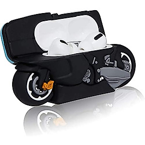 Black Case for Airpods Case,Airpods 2 Case,3D Cartoon Cool Airpod Design Man Boys Kids Shockproof Keychain Protective Soft Silicone Case for Airpods 1 & 2 Charging Case