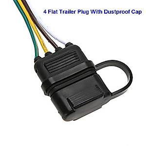 EXERAUO 4 Flat Wire Connector 32 inch 4 Pin Trailer Wire Plug Extension Hitch Light Trailer Wiring Harness Extender with Rubber Cab for RV Trailer Boat