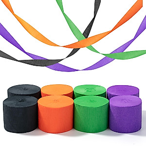 Mr. Pen- Crepe Paper Streamers, 8 pcs, 1.8" x 82ft, Crepe Paper Roll, Orange Streamers, Green Streamers, Black Streamers, Halloween Streamers, Orange Crepe Paper Halloween Decorations Party Streamers
