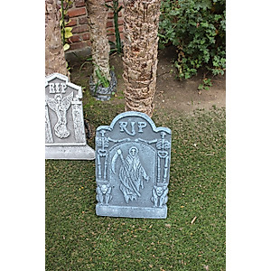Bauer Pacific Set of 3 Reusable Realistic 21" Asst. Halloween Foam Tombstones, Props, Graveyards, Haunted House, Yard Decorations and Accessories