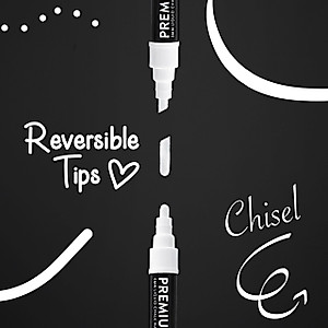 Erasable Liquid Chalk Markers White 2PK - Fine Tip Chalk Marker for Chalkboard - Bright Ink & Easy to Erase - 3mm Reversible Tip for Bullet or Chisel Point - White Bistro Chalk Markers for Blackboard