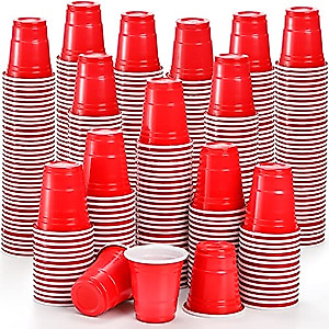WUWEOT 700 Pack Red Plastic Shot Glasses, 2 Ounce Disposable Party Cups, Mini Tasting Cups Jello Shots Glasses for Serving Condiments, Snacks, Samples and Tastings