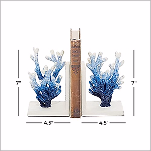 Deco 79 Metal Coral Ombre Bookends, Set of 2 4"W, 7"H, Blue