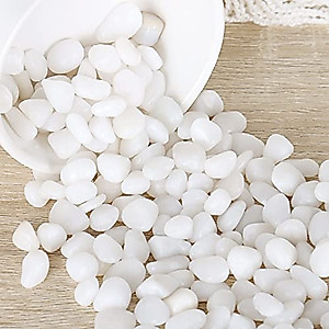 SAROSORA Pebbles River Rocks,White Stones - 1.8LB Decorative Polished Jade Pebbles Garden Decor for Plants, Aquarium, Bonsai,Vase(1.8, White)