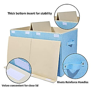 popoly Large Toy Box Chest with Lid, Collapsible Sturdy Toy Storage Organizer Boxes Bins Baskets