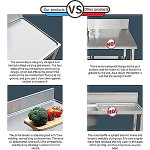 NYCDA Commercial Stainless Steel Sink, Kitchen Utility Sink Single Bowl Free-Standing Sink Set, Restaurant Sink w/Faucet & Drainboard for Laundry Garage Camping 80x50x80cm/31.5x19.7x31.5in Right-Sink